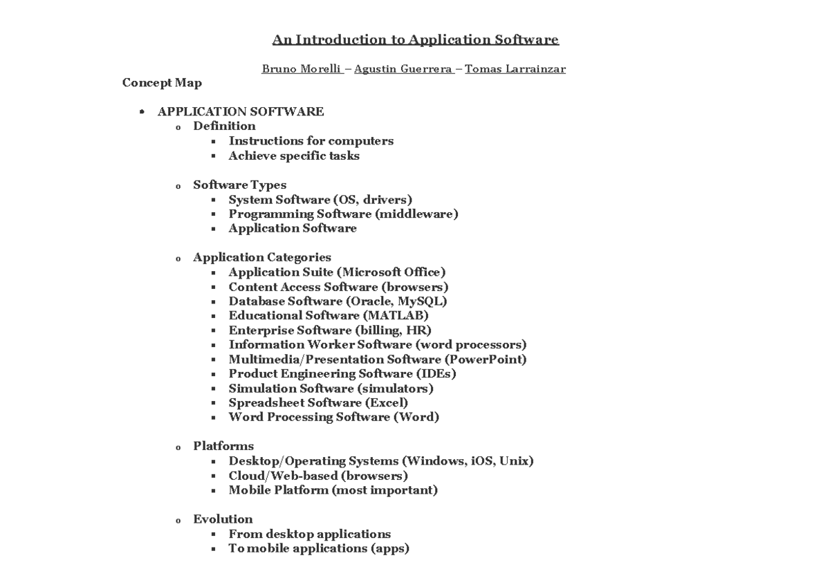 APPLICATION SOFTWARE: Concept Map Overview and Evolution - Studocu