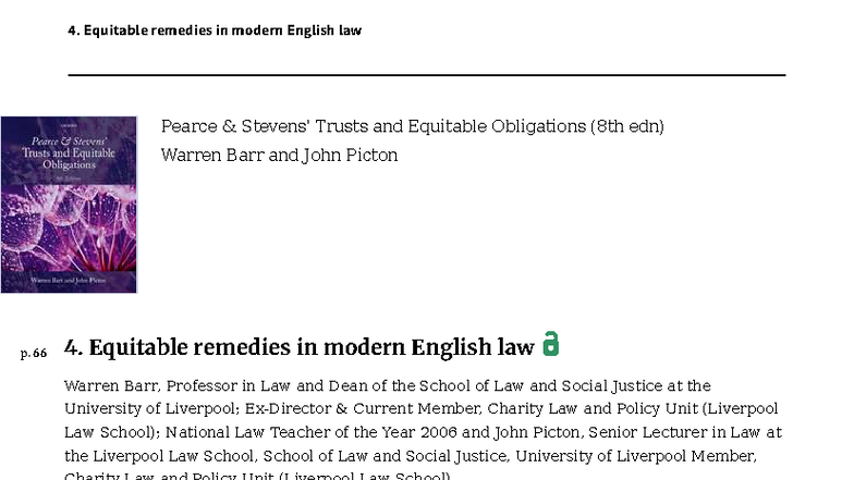 Equitable Remedies in Modern English Law: Chapter 4 Overview (Law 101 ...
