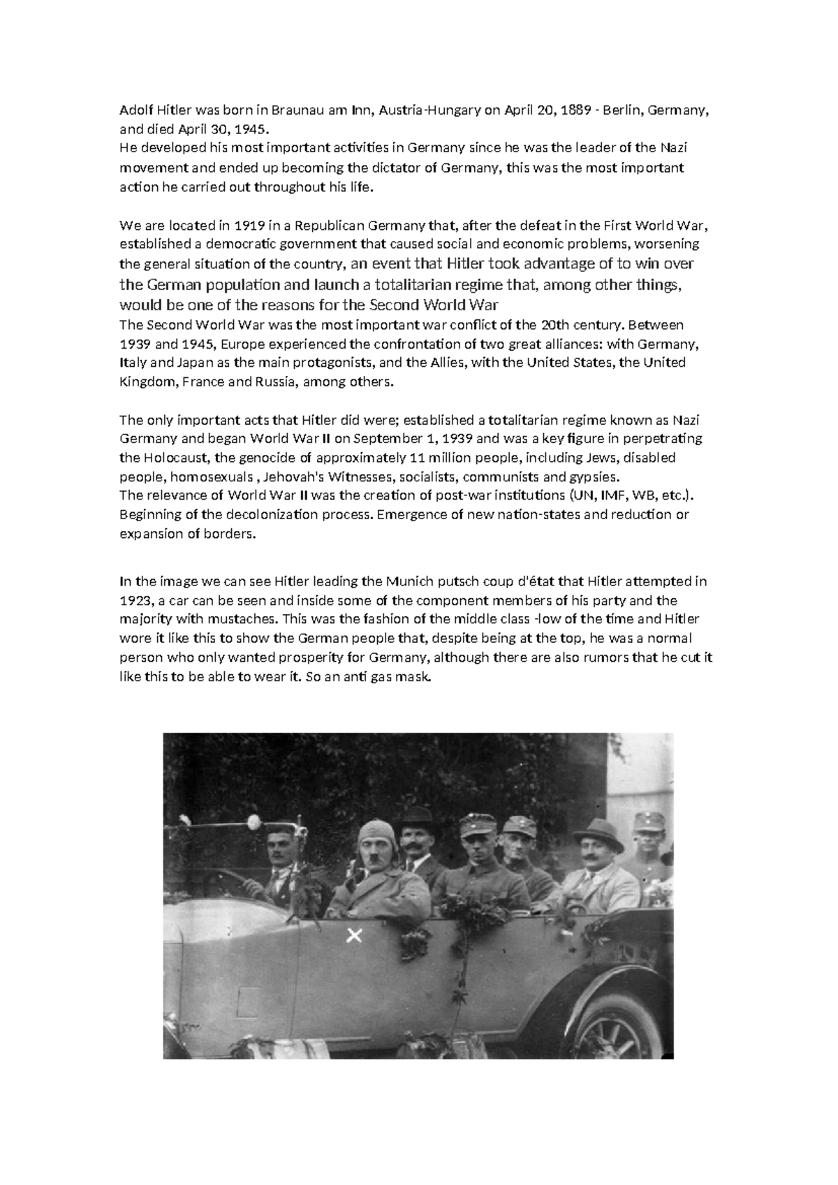 Adolf Hitler: Rise to Power and Impact on WWII - HIST 101 - Studocu