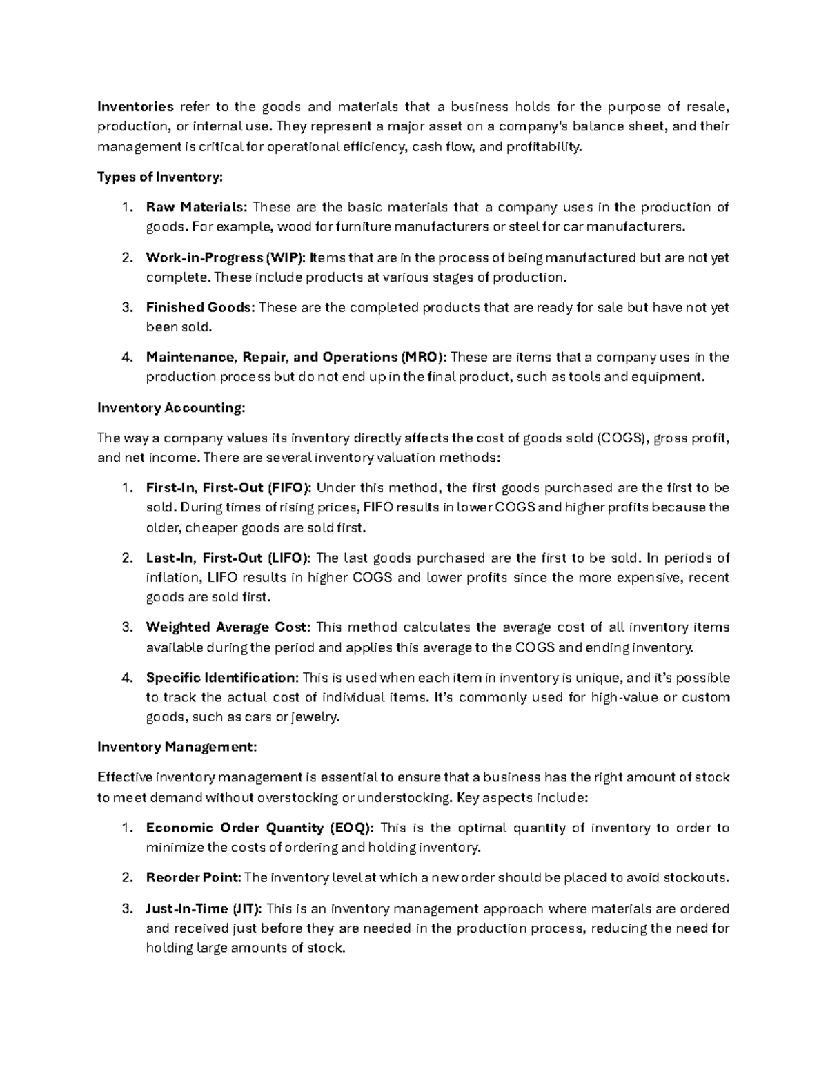 Inventory Management Concepts - Lecture Notes - Studocu