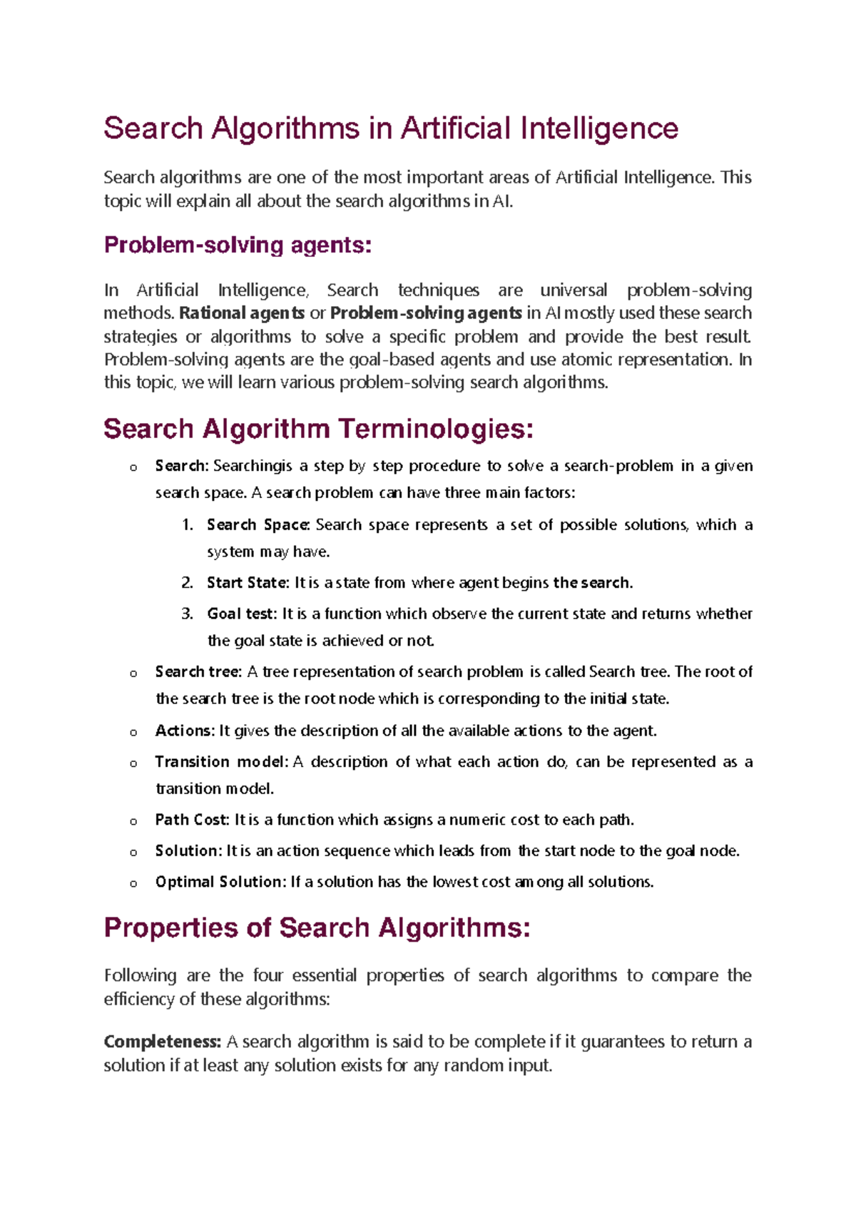 Search Algorithms in AI: Overview and Key Concepts (Module 2 Lecture ...