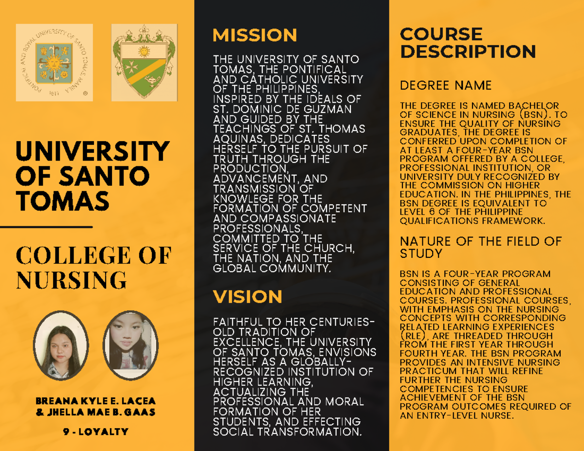 UST College of Nursing: Vision, Mission, Program Goals, and Admission ...