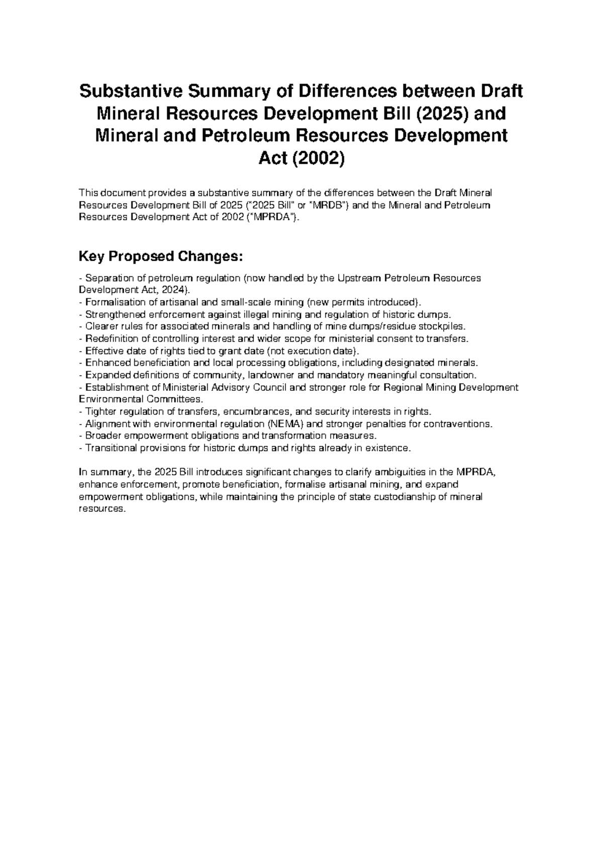 Differences Between MRDB 2025 and MPRDA 2002: A Summary - Studocu