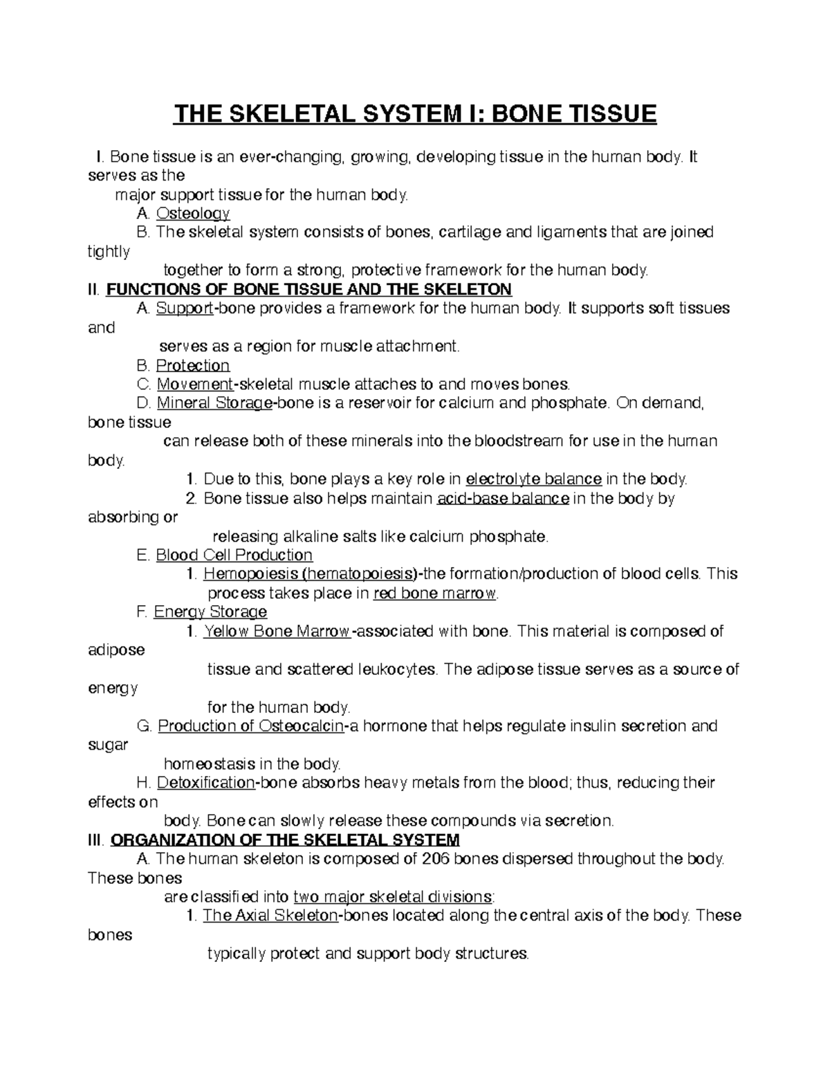 Chapter 6: The Skeletal System & Bone Tissue Overview (BIO 101) - Studocu