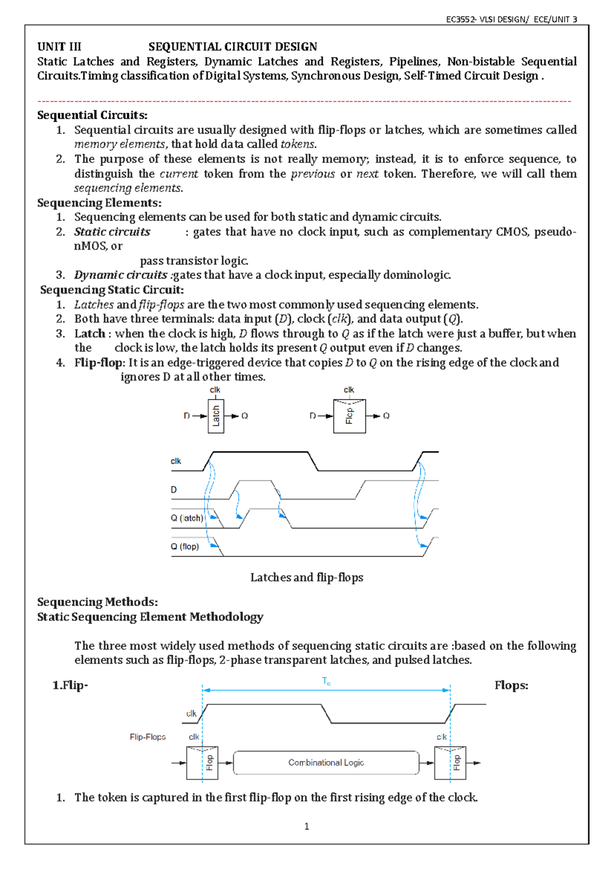 VLSI 3 Unit 3: Sequential Circuit Design - Latches, Registers, and ...