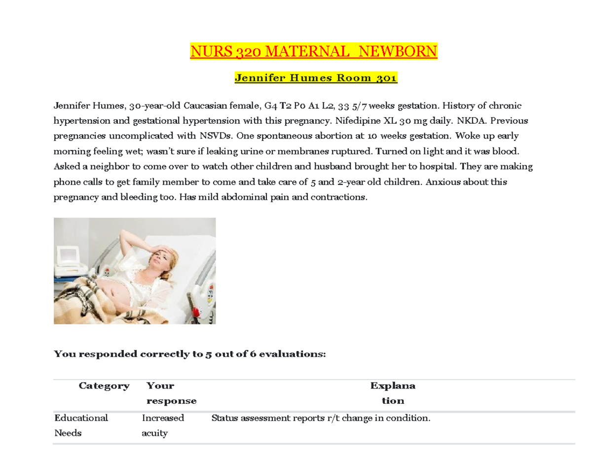 NURS 320 Maternal Newborn Case Study Analysis for 2020 Exam - Studocu