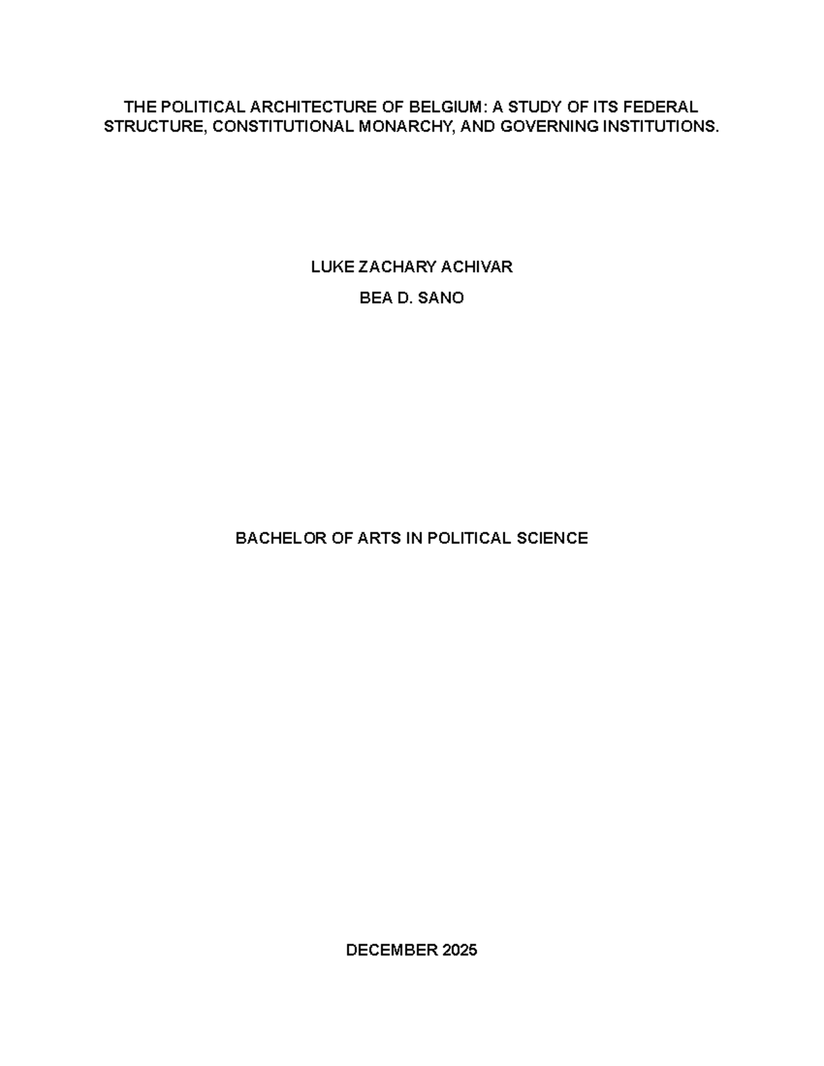 The Political Architecture of Belgium: Federal Structure & Governance ...