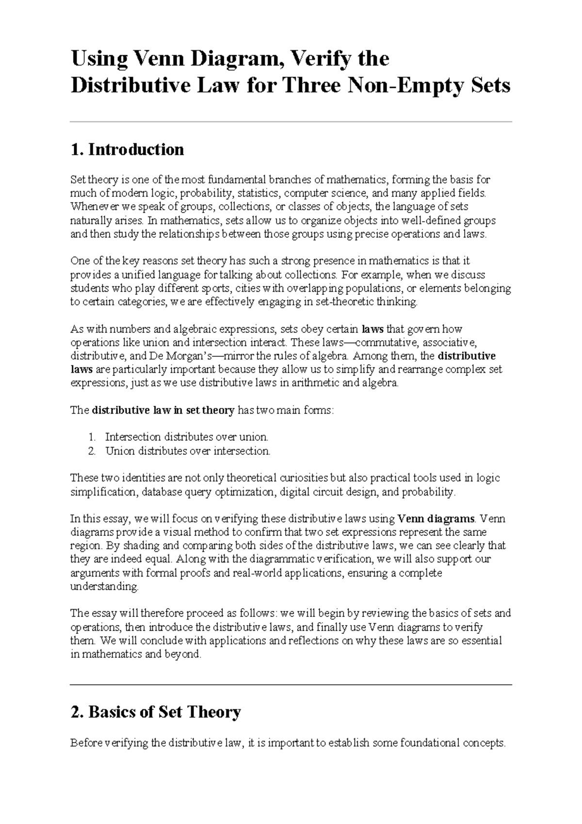 Using Venn Diagrams to Verify Distributive Laws in Set Theory - Studocu