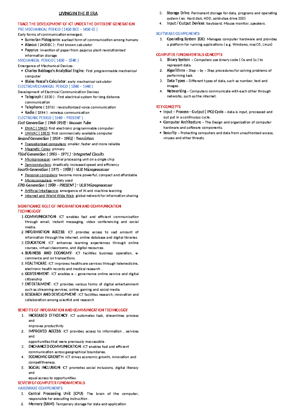 Living in the IT Era: ICT Development and Its Impact on Society - Studocu