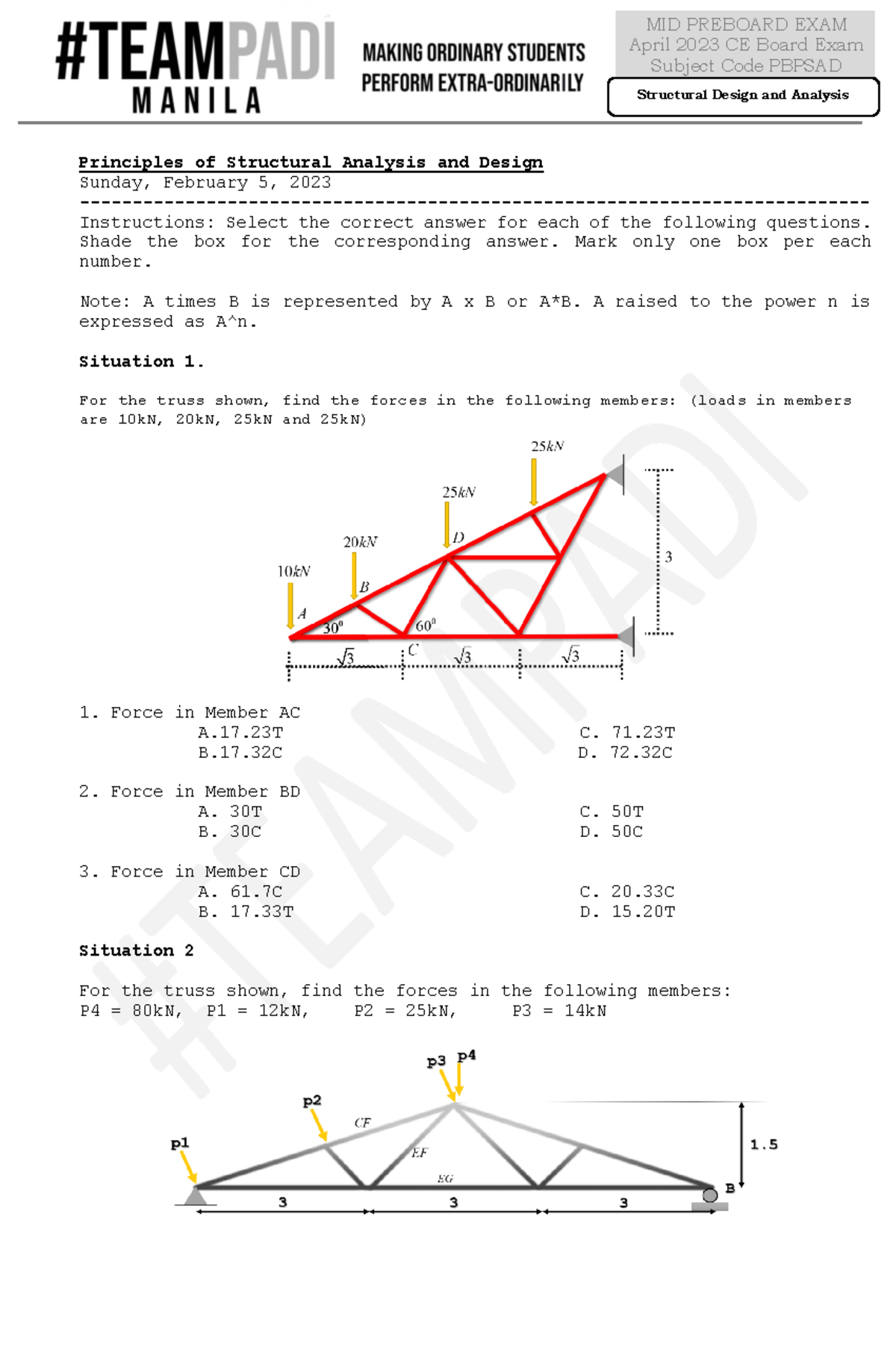 Mid Preboard Exam - April 2023 - SDC - Structural Design & Analysis - Studocu