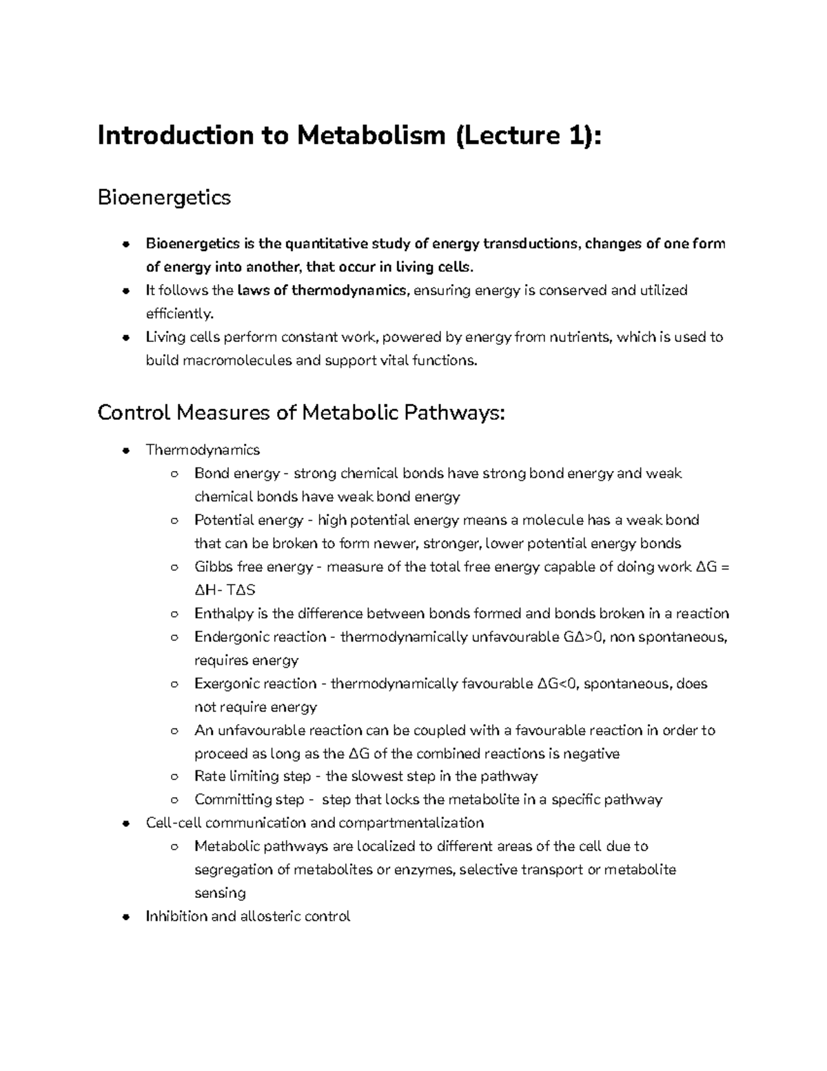 BCH3120 Midterm 1: Comprehensive Notes on Metabolism and Glycolysis ...