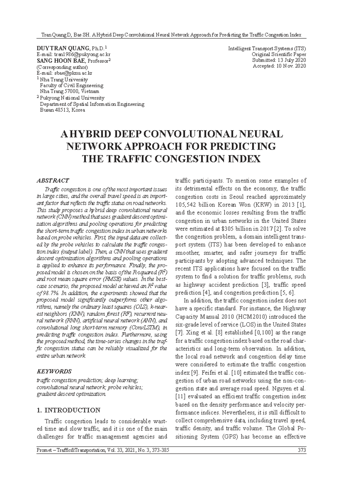 A Hybrid Deep CNN Model for Traffic Congestion Prediction - Studocu