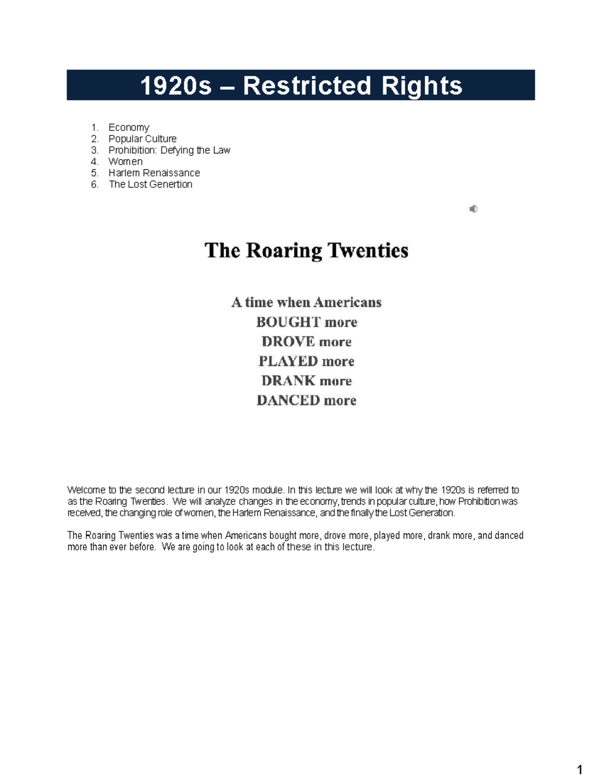 Understanding the Roaring Twenties: Culture & Economy (HIST 1920) - Studocu