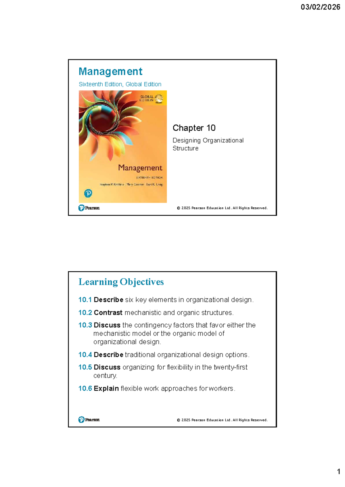 Robbins MGMT16E PPT 10 - Designing Organizational Structure - Studocu