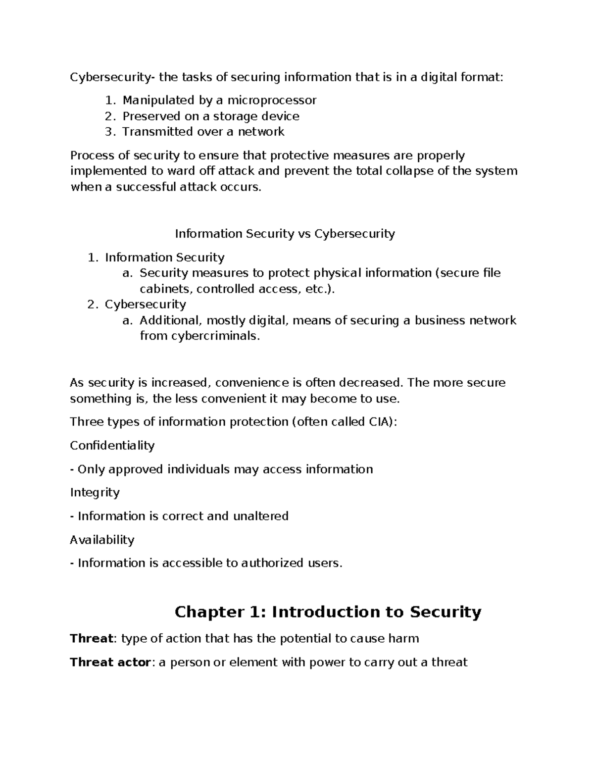 Cybersecurity 101: Threats, Vulnerabilities, and Cryptography Overview - Studocu