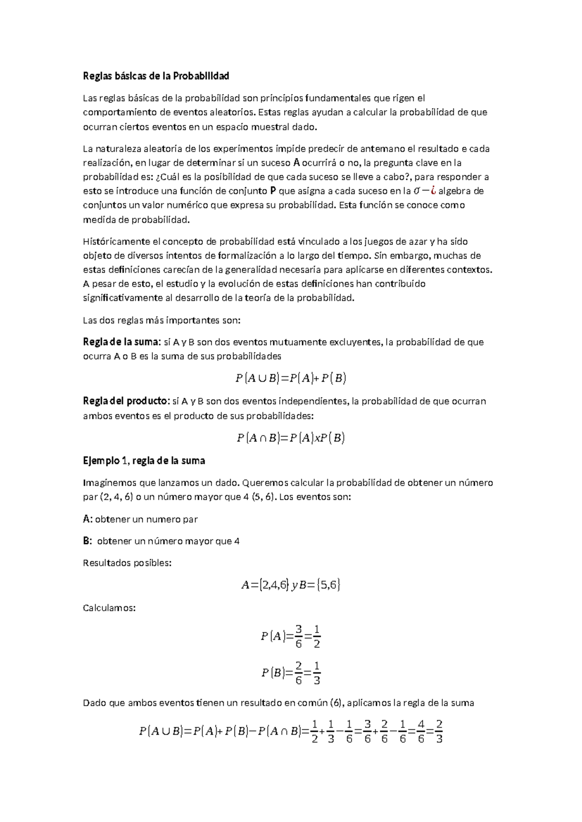 Reglas Básicas de Probabilidad: Conceptos Esenciales y Ejemplos - Studocu