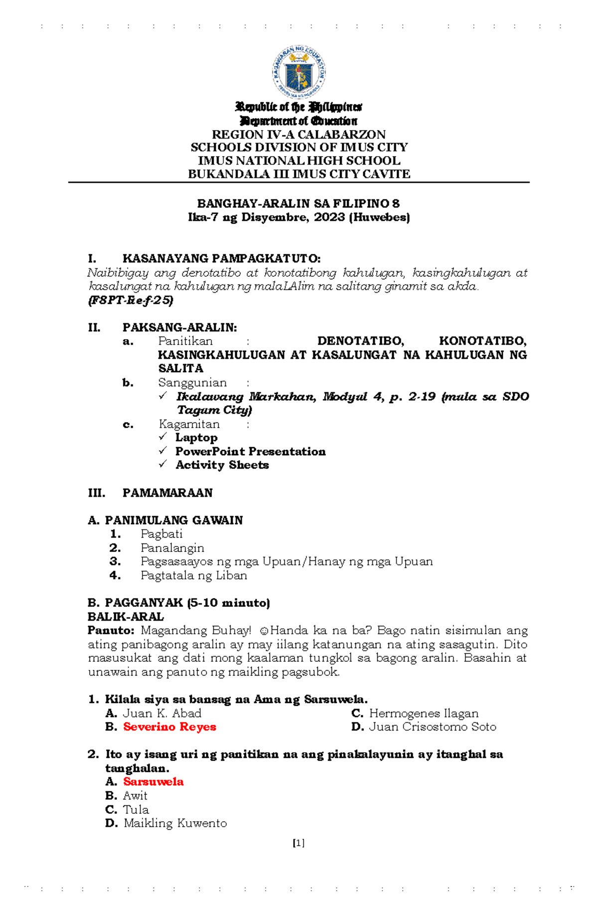 CO2-DLP-12072023 - Lesson Plan on Denotative and Connotative Meaning ...