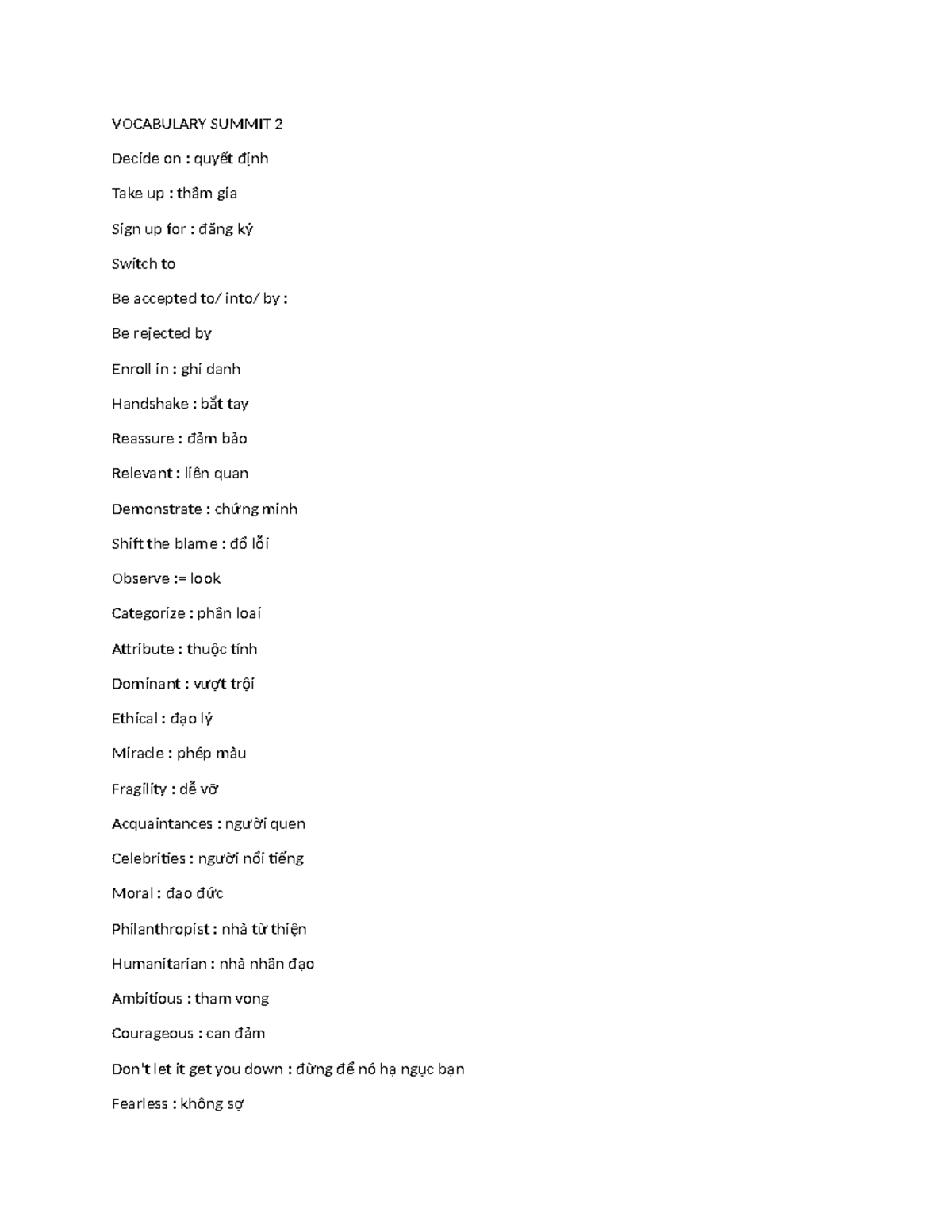 Vocabulary Summit 2 - Essential Word List and Phrases for Success - Studocu