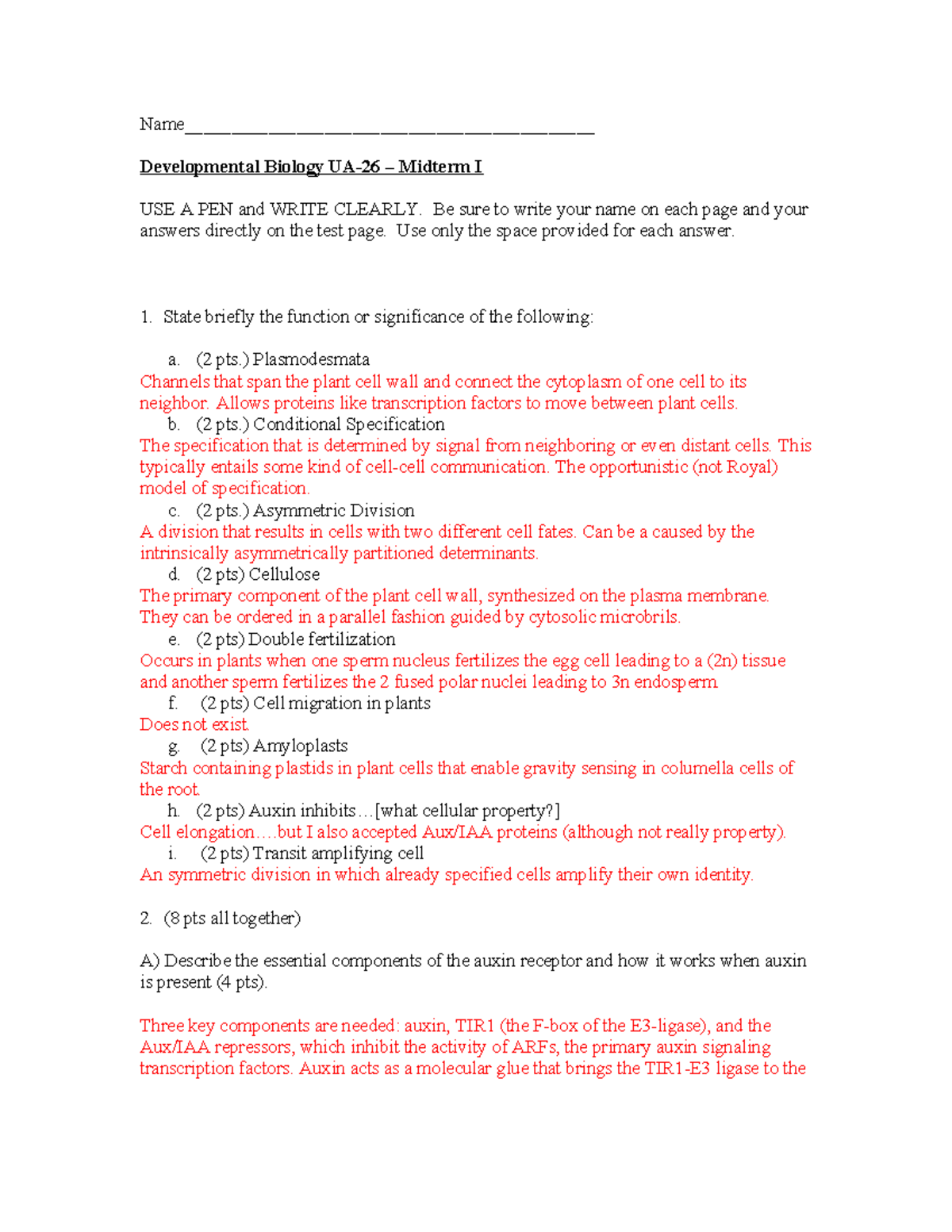 Dev Bio Midterm I Practice Test: Key Concepts & Questions - Studocu