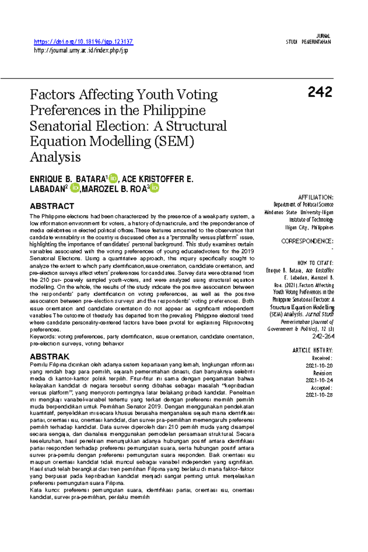 Factors Influencing Youth Voting Choices: Insights from the PH Senate 2019 - Studocu