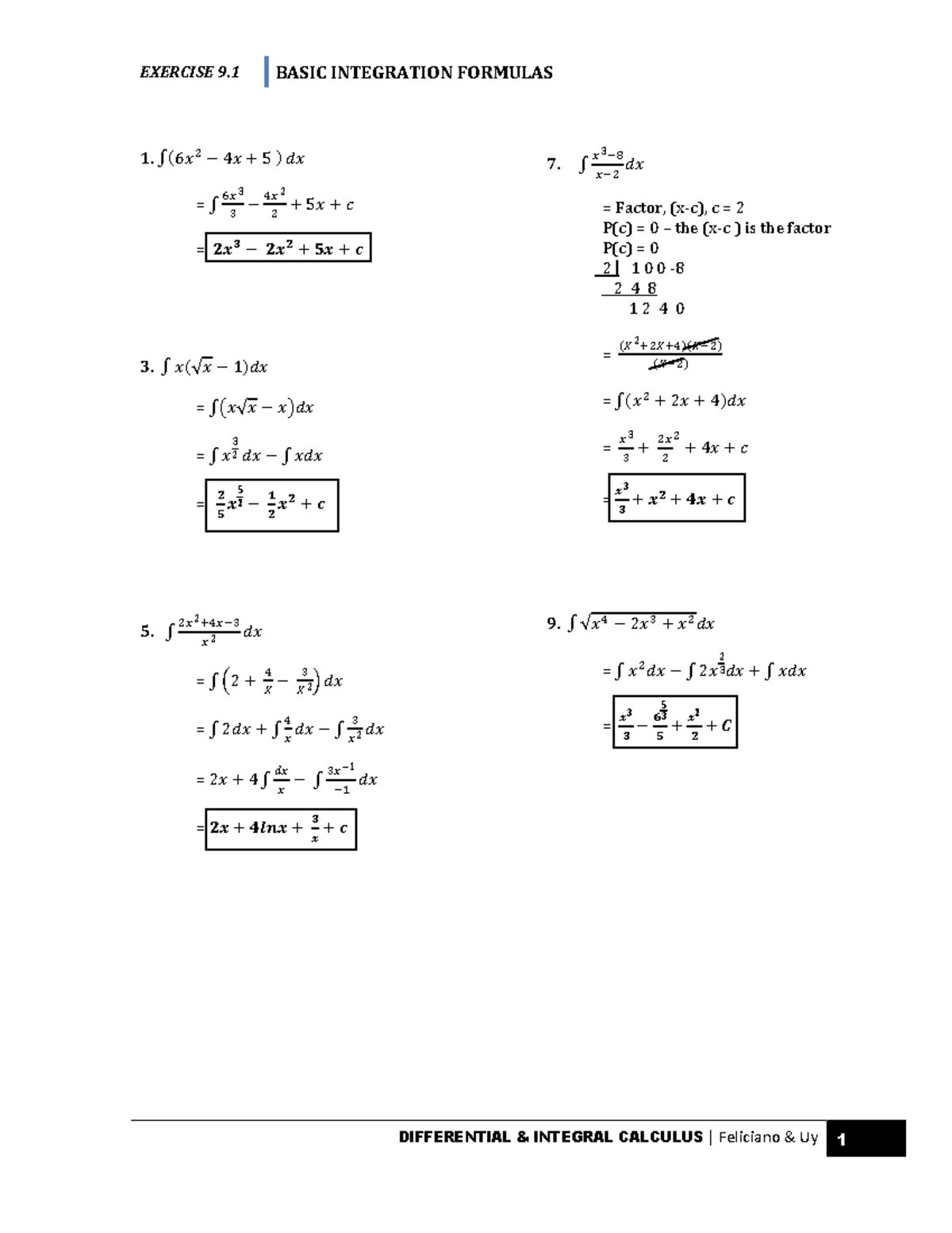 Math 29 Problem Set Compilation - Integration and Functions Review - Studocu