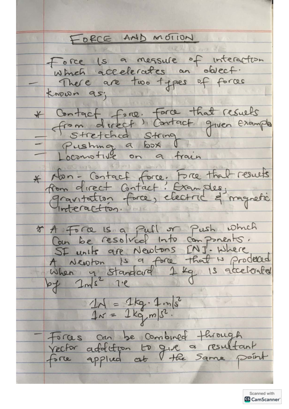 Force and Motion - Lecture Notes on Dynamics and Friction (PHYS 101 ...