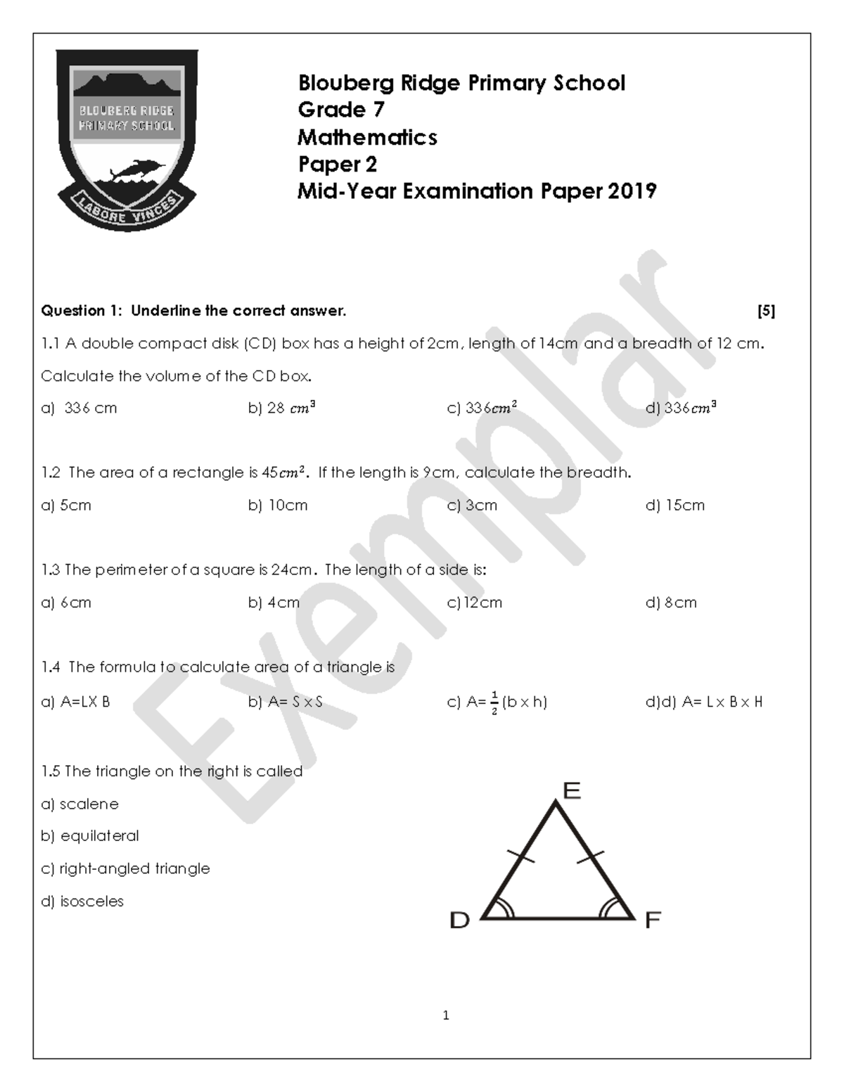 Grade 7 Mathematics Paper 2 Mid-Year Exam 2019: Comprehensive Guide ...