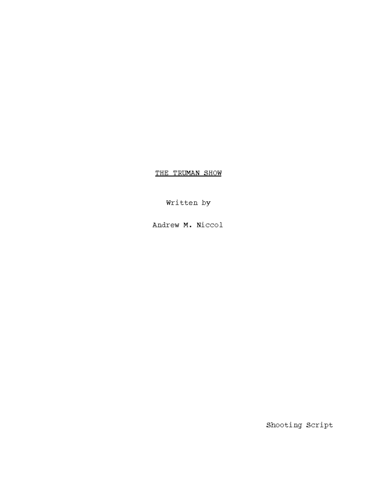 The Truman Show (1998) - Script Analysis and Key Quotes - Studocu