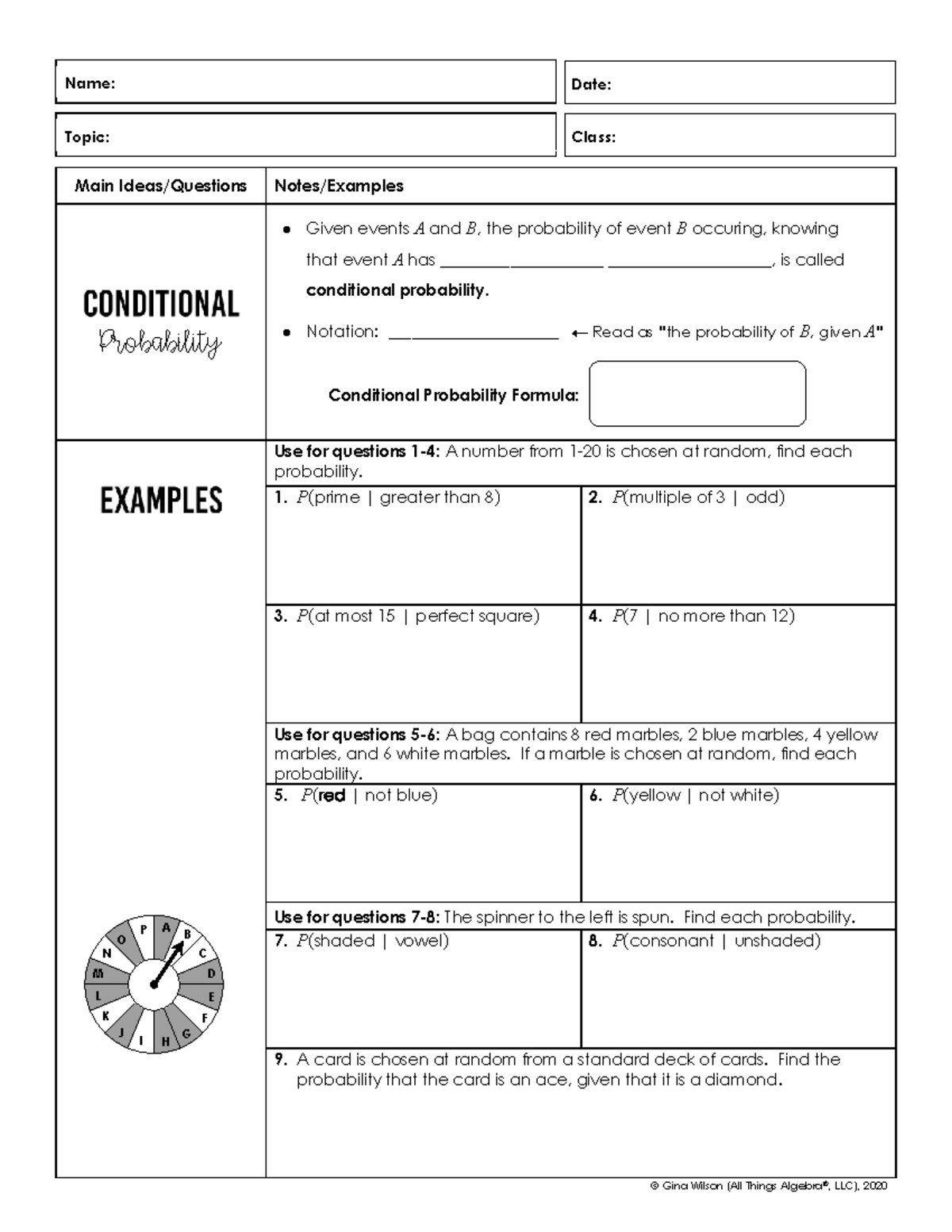 U9 L5 Notes - Conditional Probability Concepts and Examples - Studocu