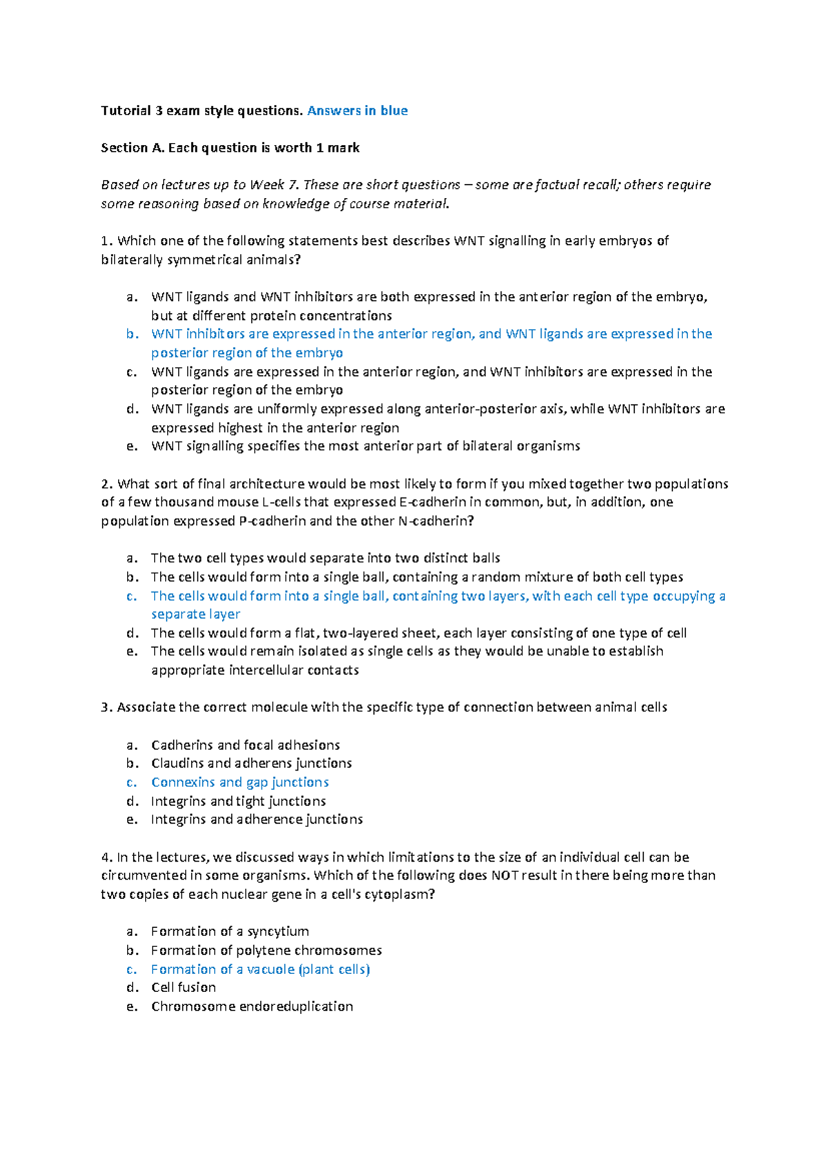 Tutorial 3 Exam Style Questions: Answers & Insights - Studocu