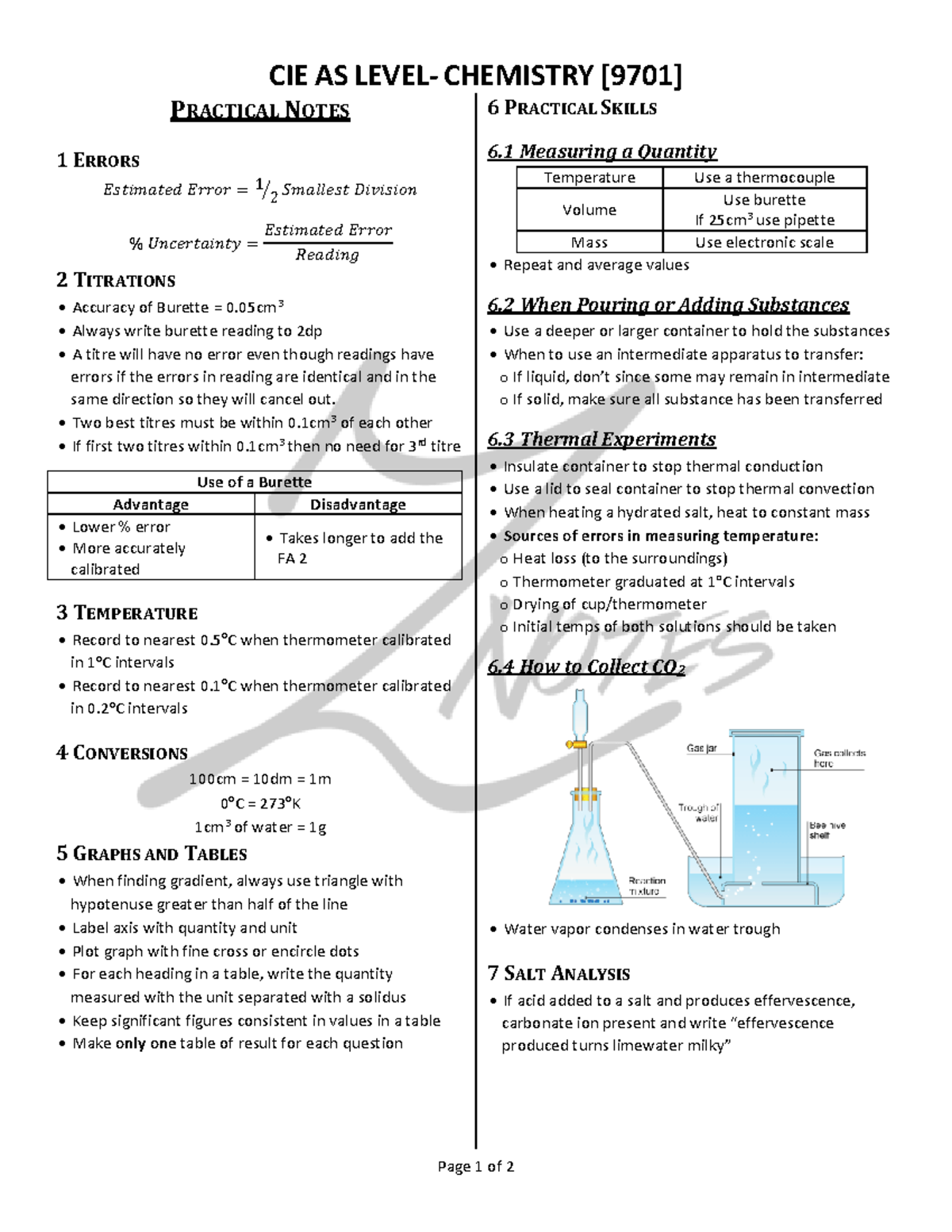 AS Chemistry Practicals Notes - CIE AS LEVEL- CHEMISTRY [9701] Page 1 ...