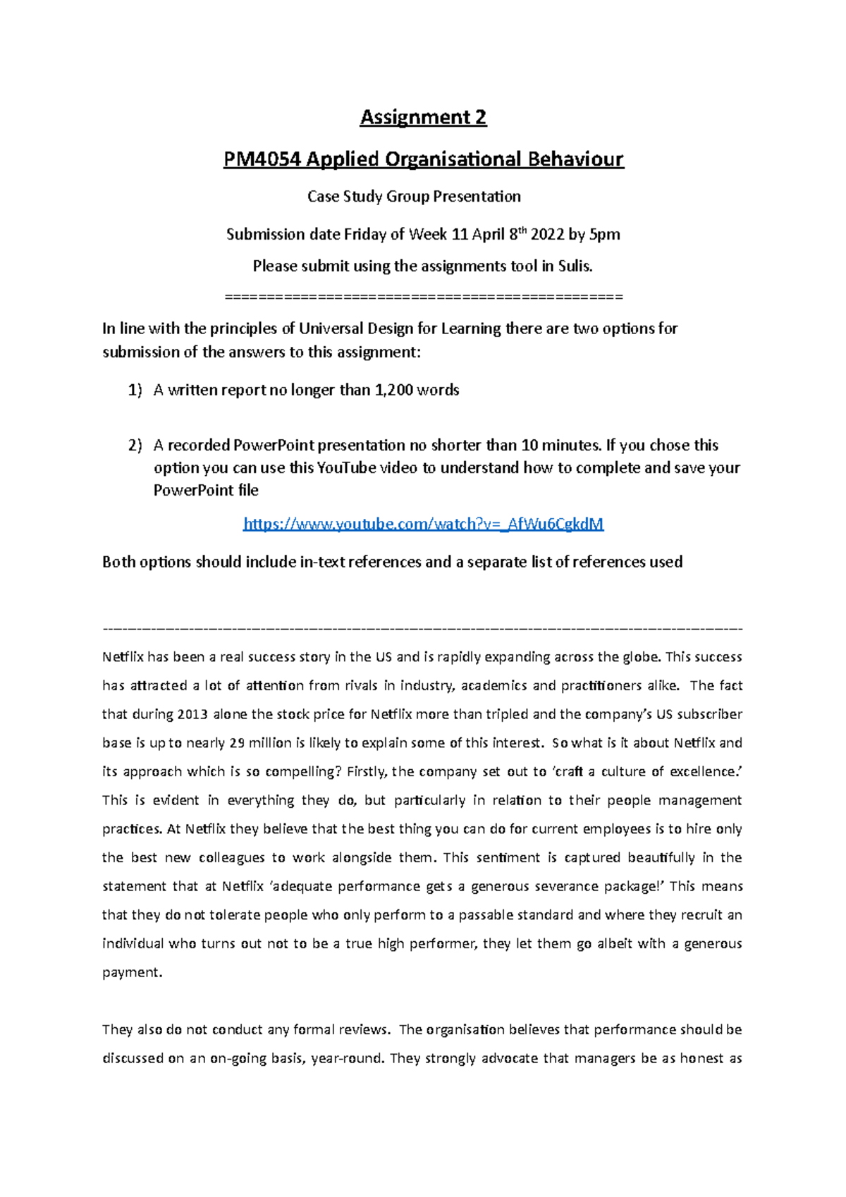 PM4054 Assignment 2 Netflix case study - Assignment 2 PM4054 Applied ...