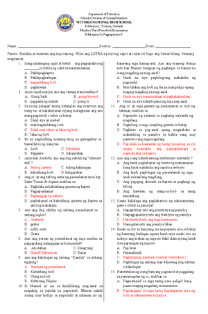 Esp 9 3rd quarter - Daily Lesson Plans (DLPs) Edukasyon sa Pagpapakatao ...