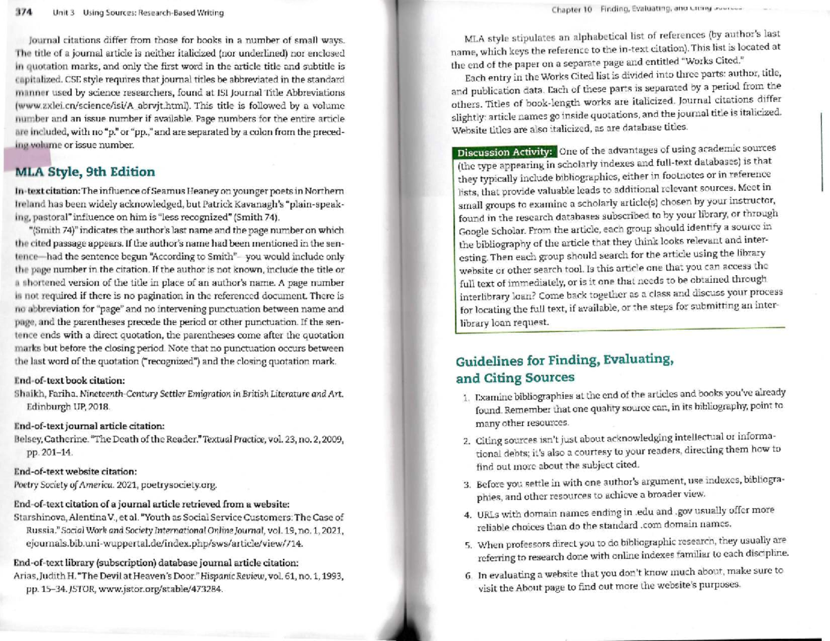 Guidelines for Citing Sources: Research-Based Writing Strategies (ENG ...