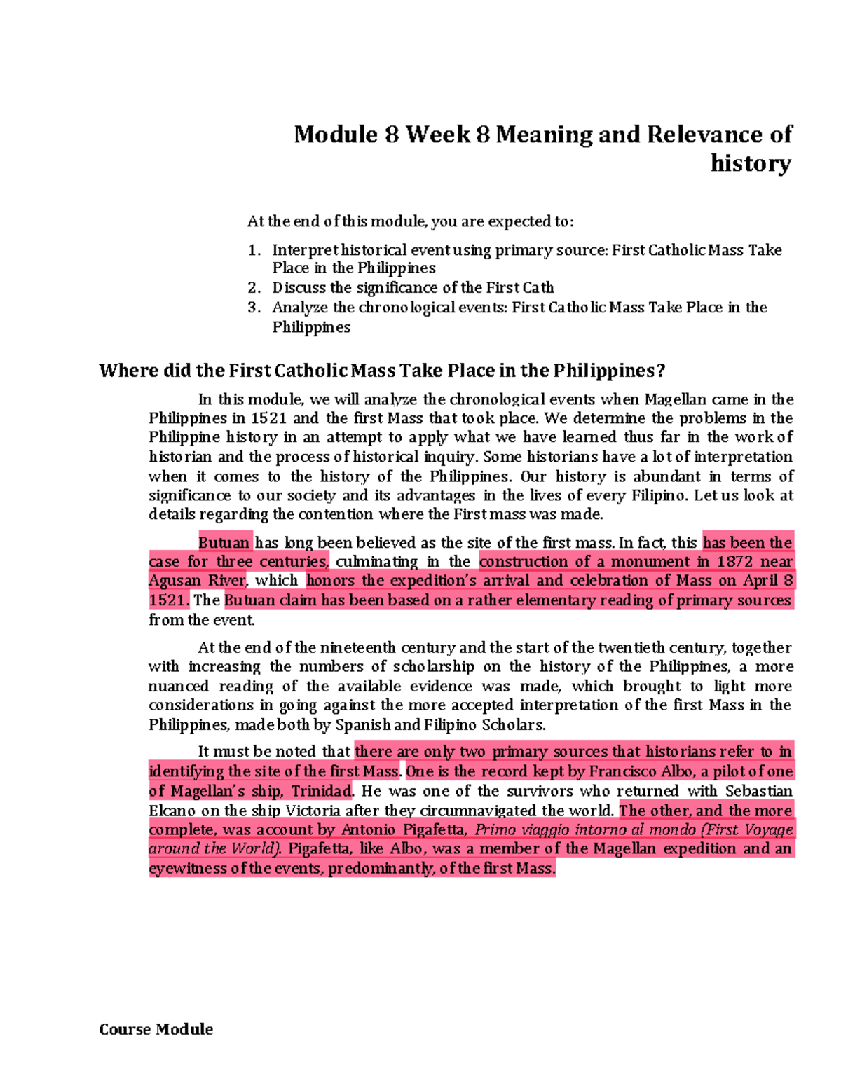 W8-Module 08 Analyzing Historical Significance: First Catholic Mass ...