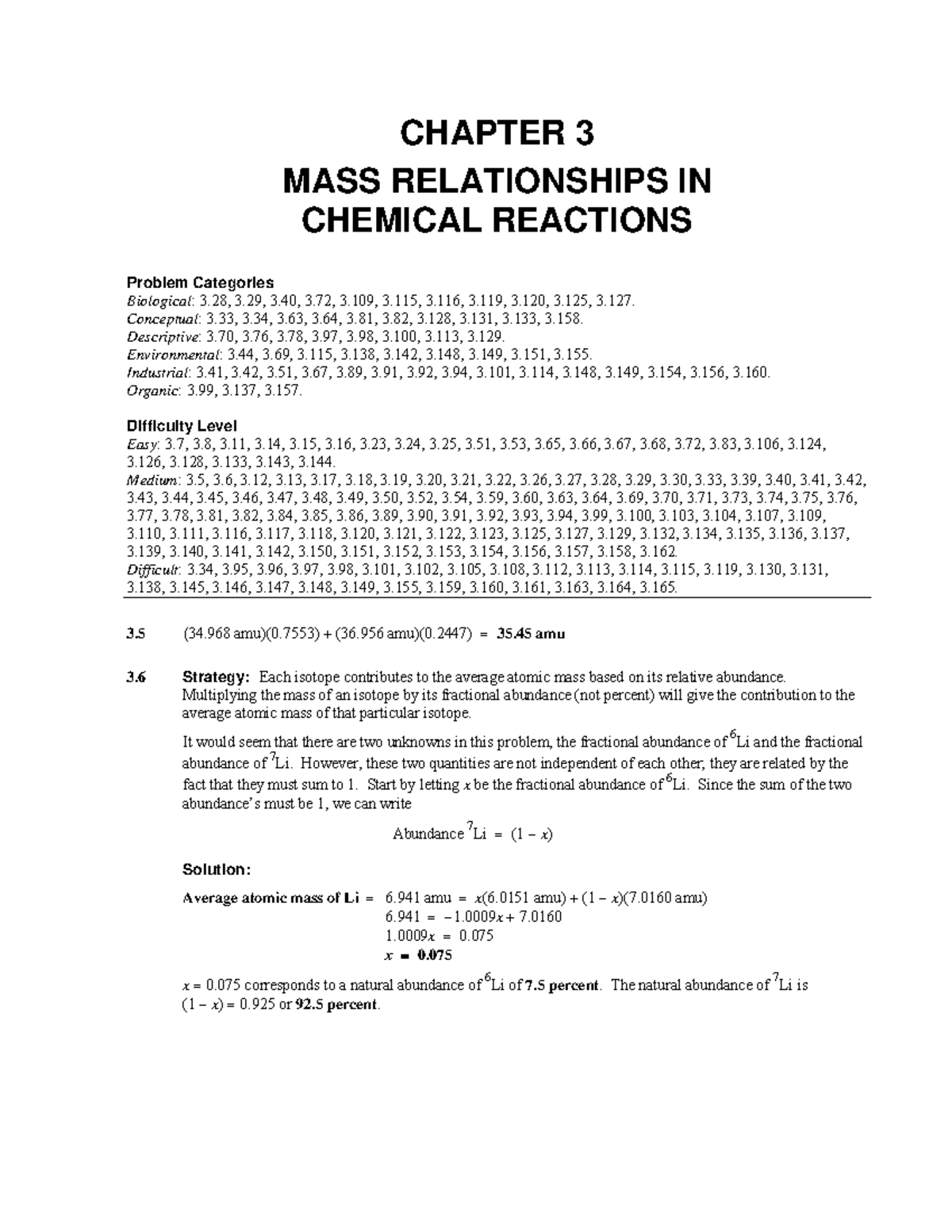 Chapter 03: Mass Relationships in Chemical Reactions - ISM Chang 12e ...