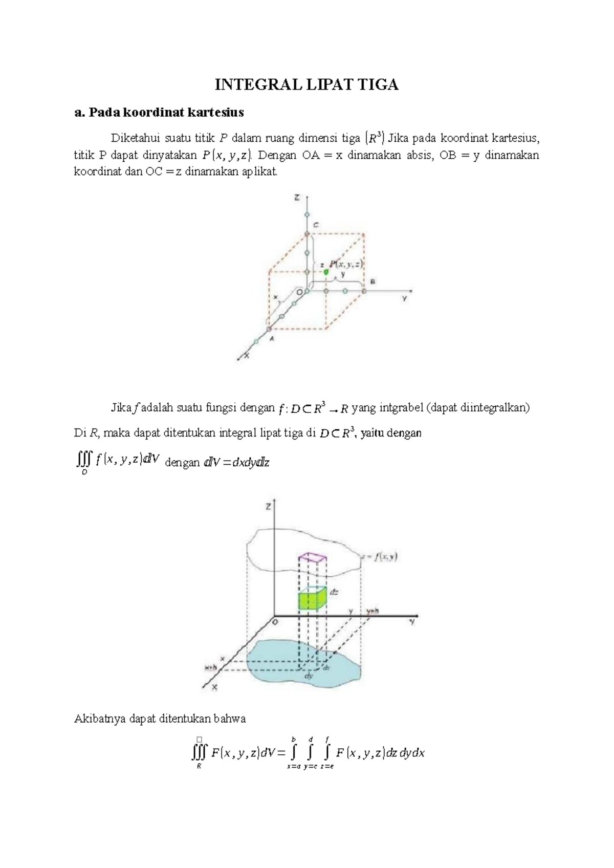 Integral Lipat Tiga: Konsep dan Contoh Soal dalam R3 - Studocu
