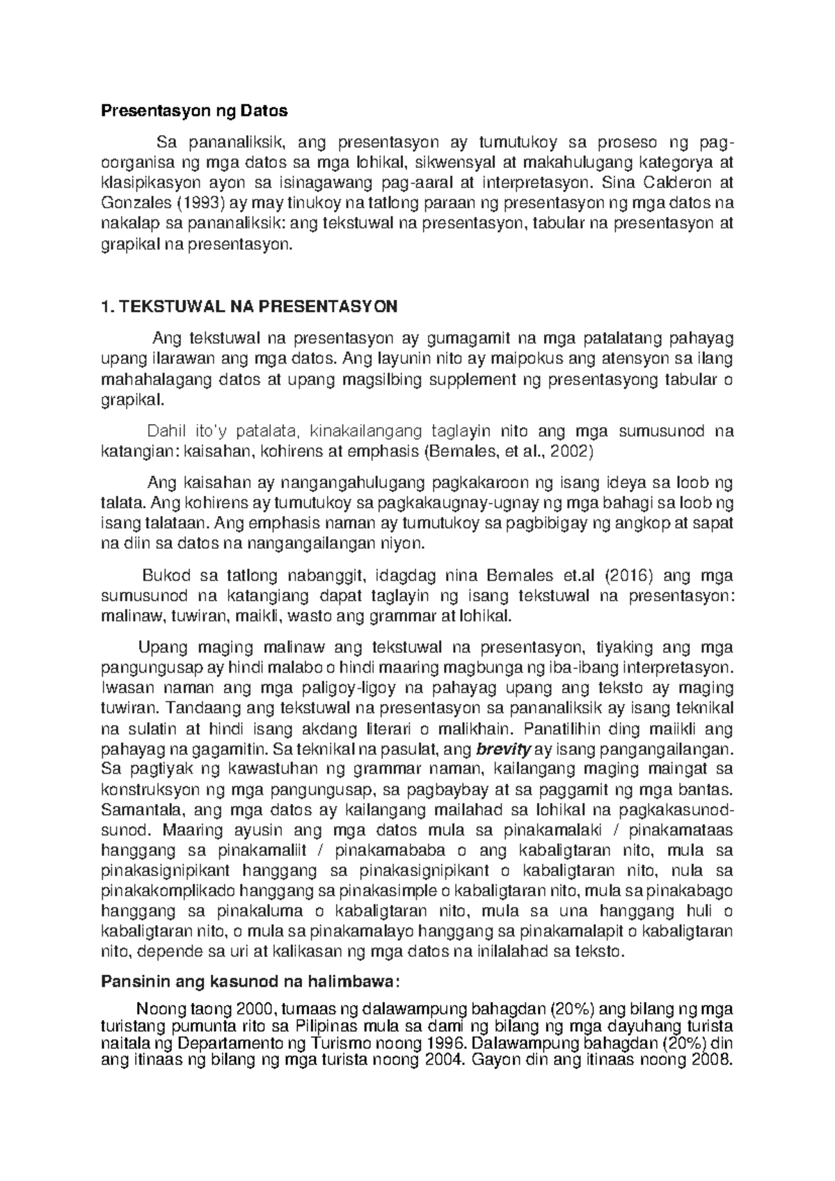 Pananaliksik: Presentasyon ng Datos at mga Teknik sa Pagsusuri - Studocu