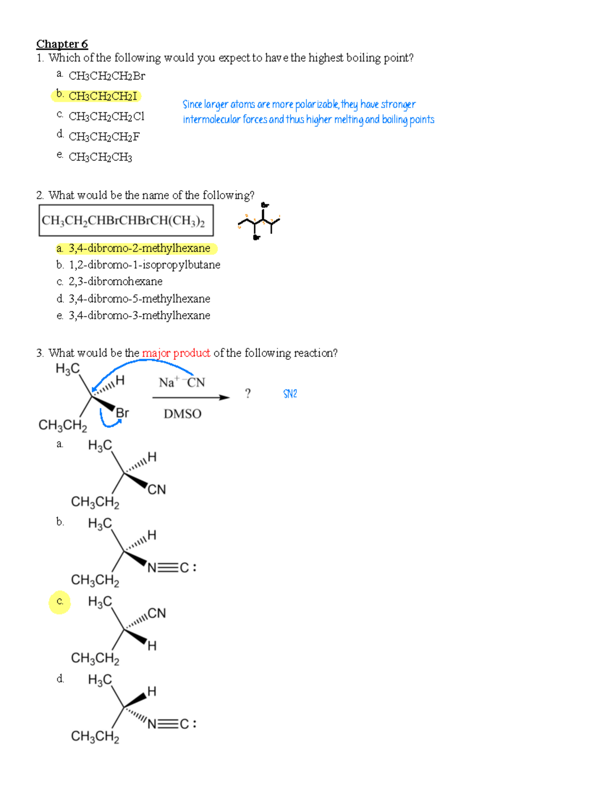 SN2 Reaction Practice Problems - Chem 101 Final Exam Prep - Chapter 6 ...