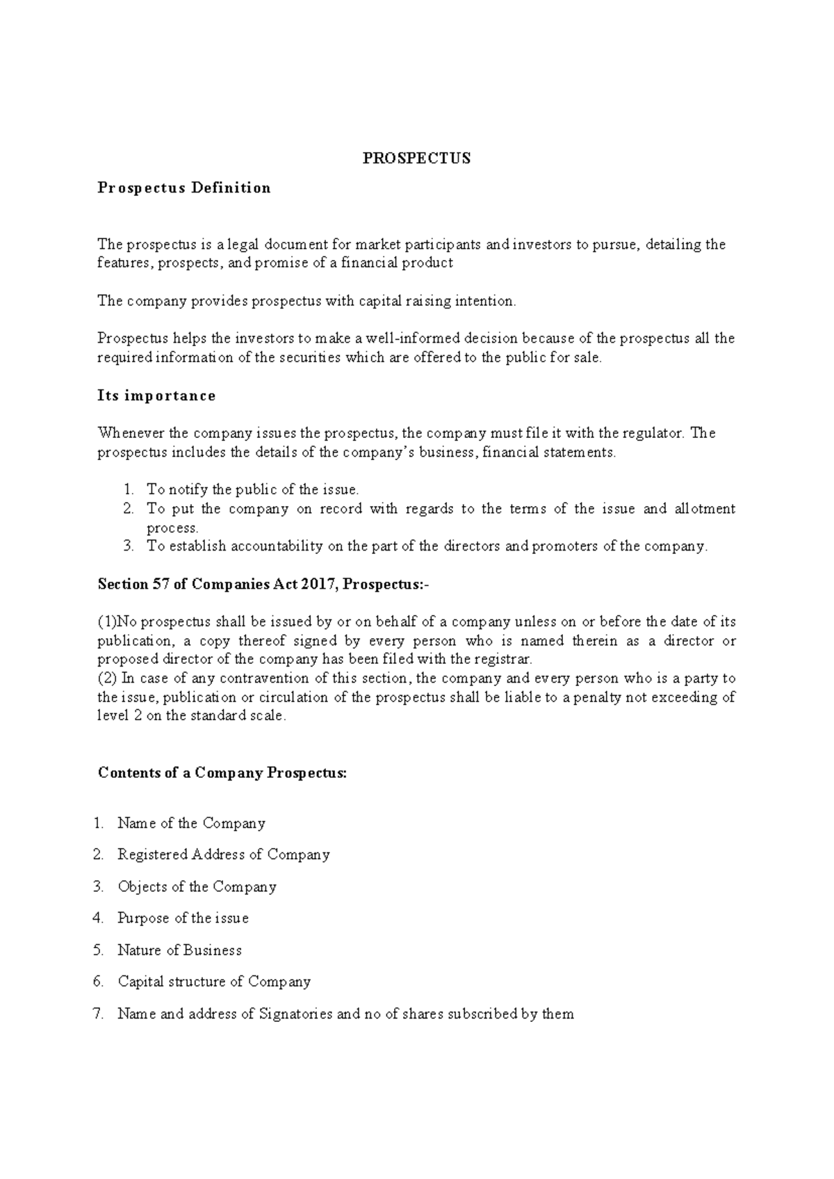 Corporate Law: Understanding Prospectus, Share Capital, and Membership ...