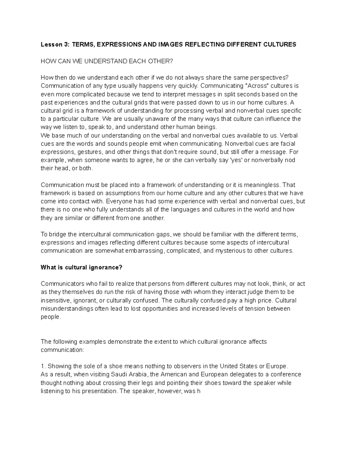 Purcomm - Lesson 3: Understanding Cultural Communication Perspectives ...