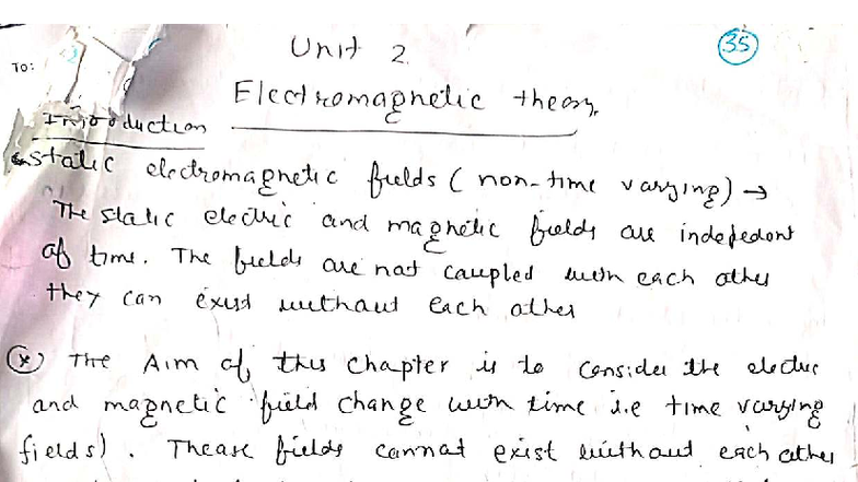 Unit 2: Electromagnetic Theory Notes and Key Concepts - Studocu