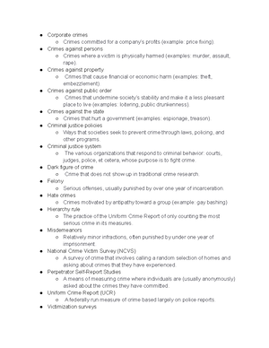 Chapter 1 Notes - Introduction to Criminal Justice: Systems, Diversity ...