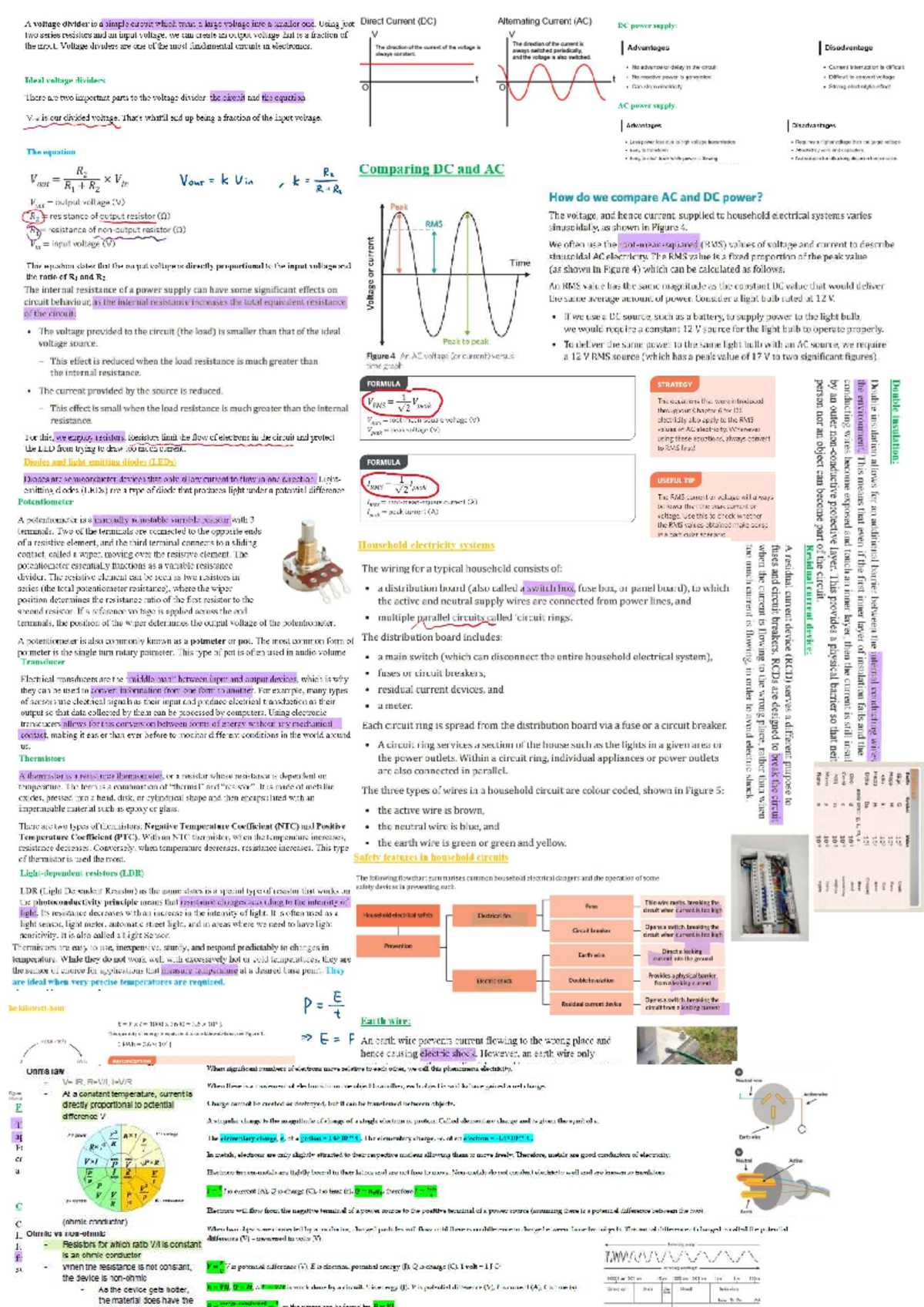 Chapter 7 Cheat Sheet: Understanding Voltage Dividers and Circuit Safety - Studocu