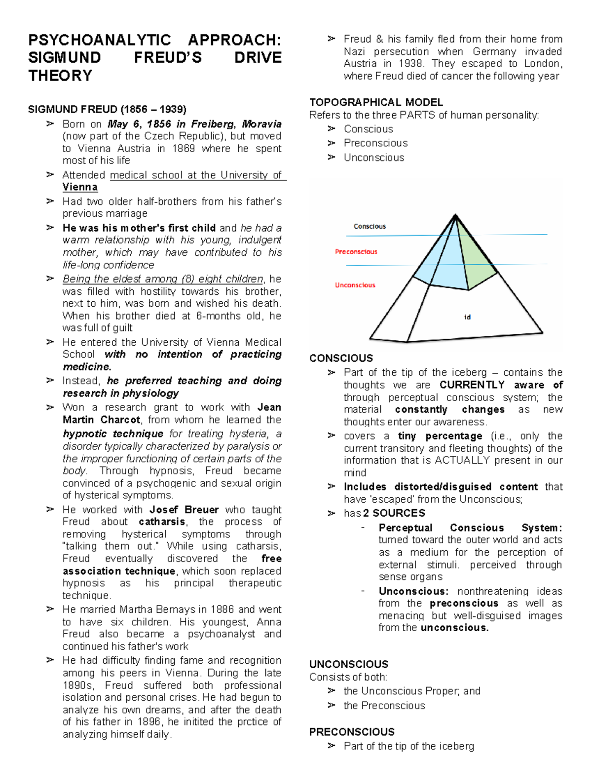 Psychoanalytic - Reviewer - PSYCHOANALYTIC APPROACH: SIGMUND FREUD’S ...