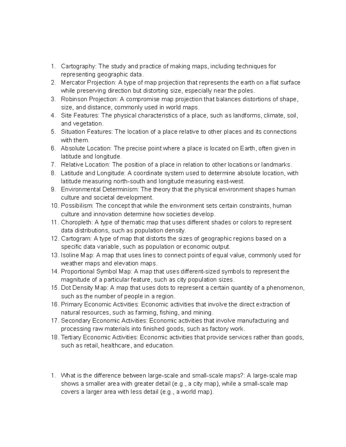 Geography 101: Key Definitions & Concepts from Unit 1 - Studocu