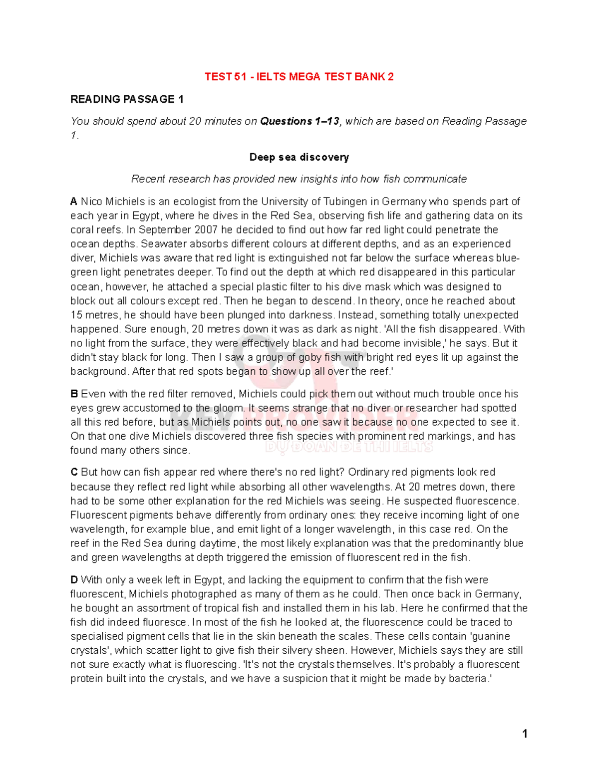 TEST 51 IELTS MEGA TEST BANK 2 READING PASSAGE 1 - Studocu