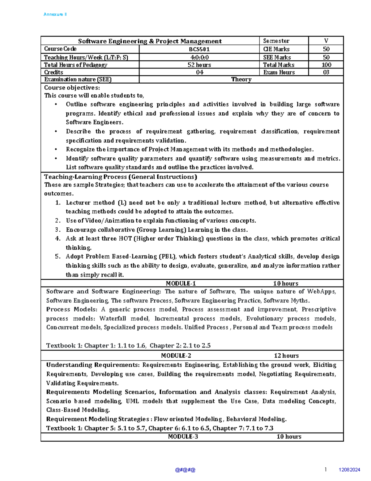 BCS501 Software Engineering Project Management Syllabus - Semester V - Studocu