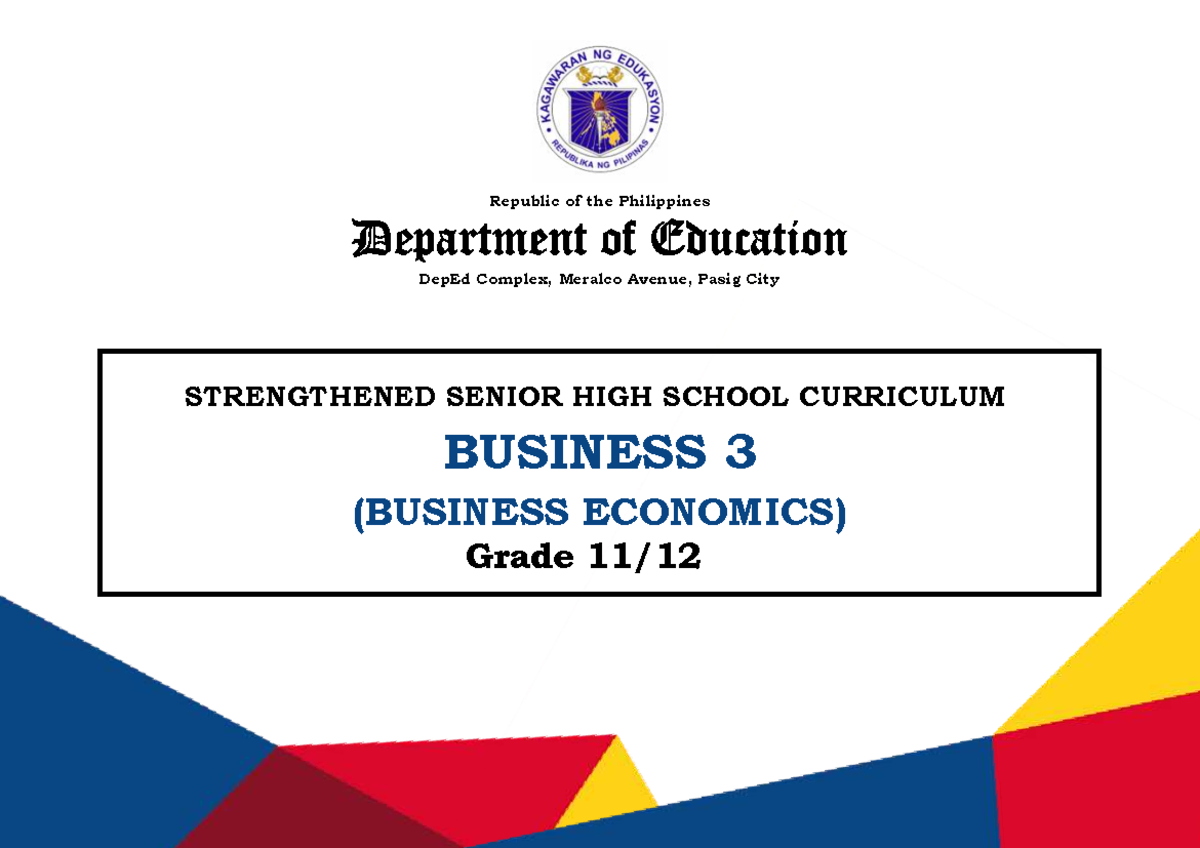 Business 3 (Business Economics) Course Overview and Curriculum Guide ...