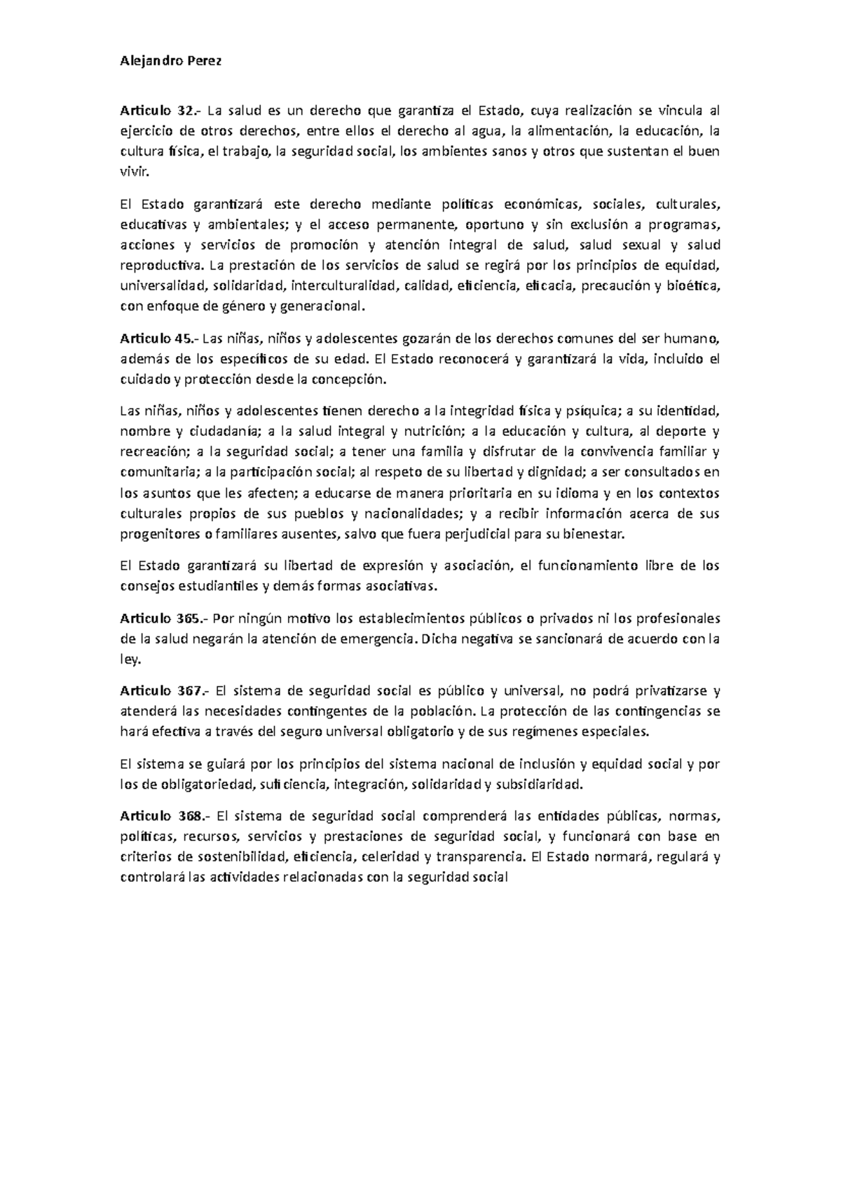 Análisis de Artículo 32 de la Constitución del Ecuador: Salud como ...